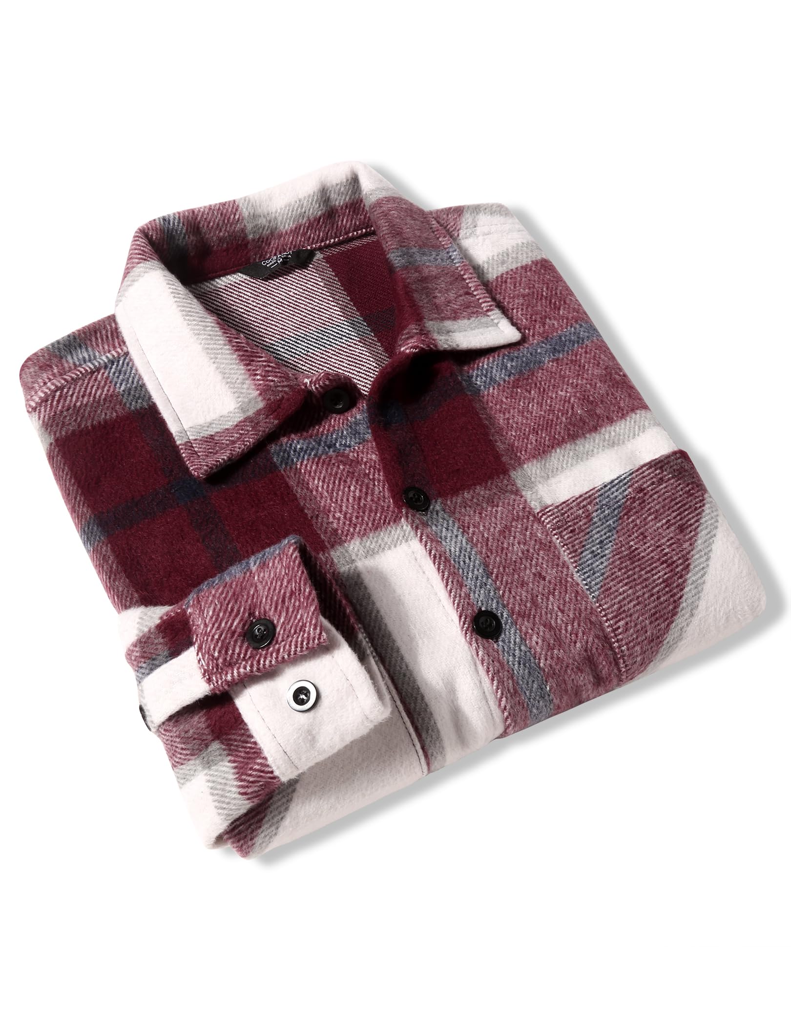 COOFANDY Men's Long Sleeve Flannel Shirt Jacket Button Up Fleece Plaid Shirt Lightweight Winter Shirts