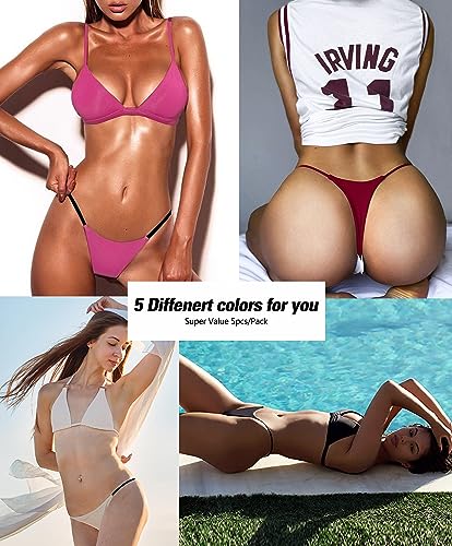 Doslinker G String Thongs for Women,Cotton Sexy Cheeky Panties T-back Tangas Low Rise Hispter Underwear for Women S-XL