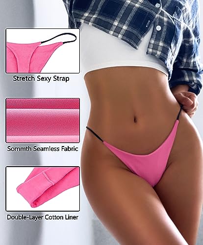Doslinker G String Thongs for Women,Cotton Sexy Cheeky Panties T-back Tangas Low Rise Hispter Underwear for Women S-XL