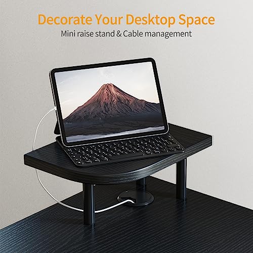 BANTI 43 Inch Corner Computer Desk with Left Storage Shelves, Small L Shaped Office Desk with Top Shelf, Study Writing Table, Black