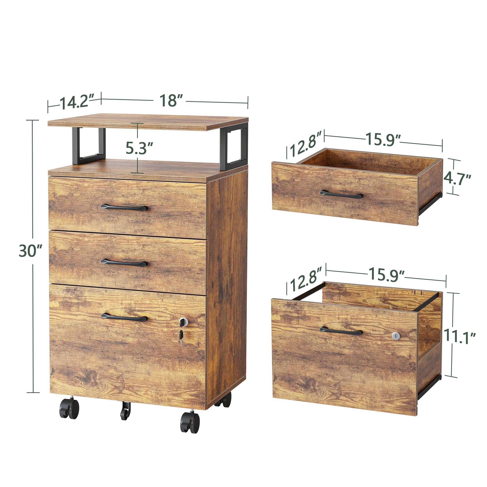 FEZIBO Electric Standing Desk with Glass Top Monitor Stand, 55 x 26 Inch with File Cabinet
