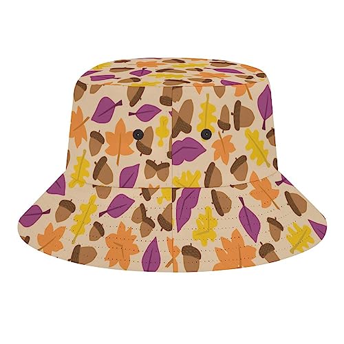 Fishing Hats Acorn Maple Leaves Packable Summer Travel Beach Sun Hat Outdoor Summer Travel Hiking Thanksgiving Or Halloween