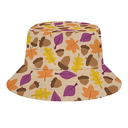 Fishing Hats Acorn Maple Leaves Packable Summer Travel Beach Sun Hat Outdoor Summer Travel Hiking Thanksgiving Or Halloween
