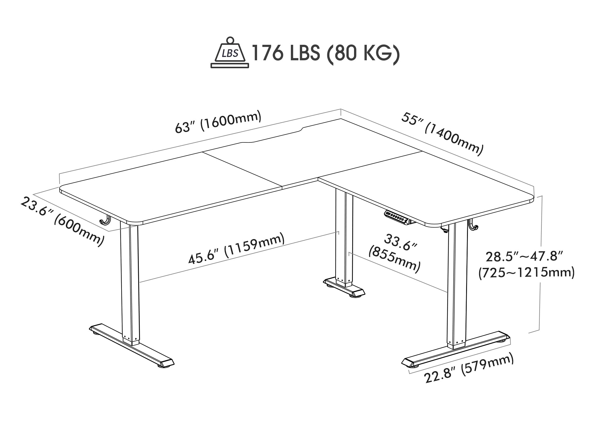 FEZIBO 63 Inch L Shaped Standing Desk & Anti Fatigue Mat