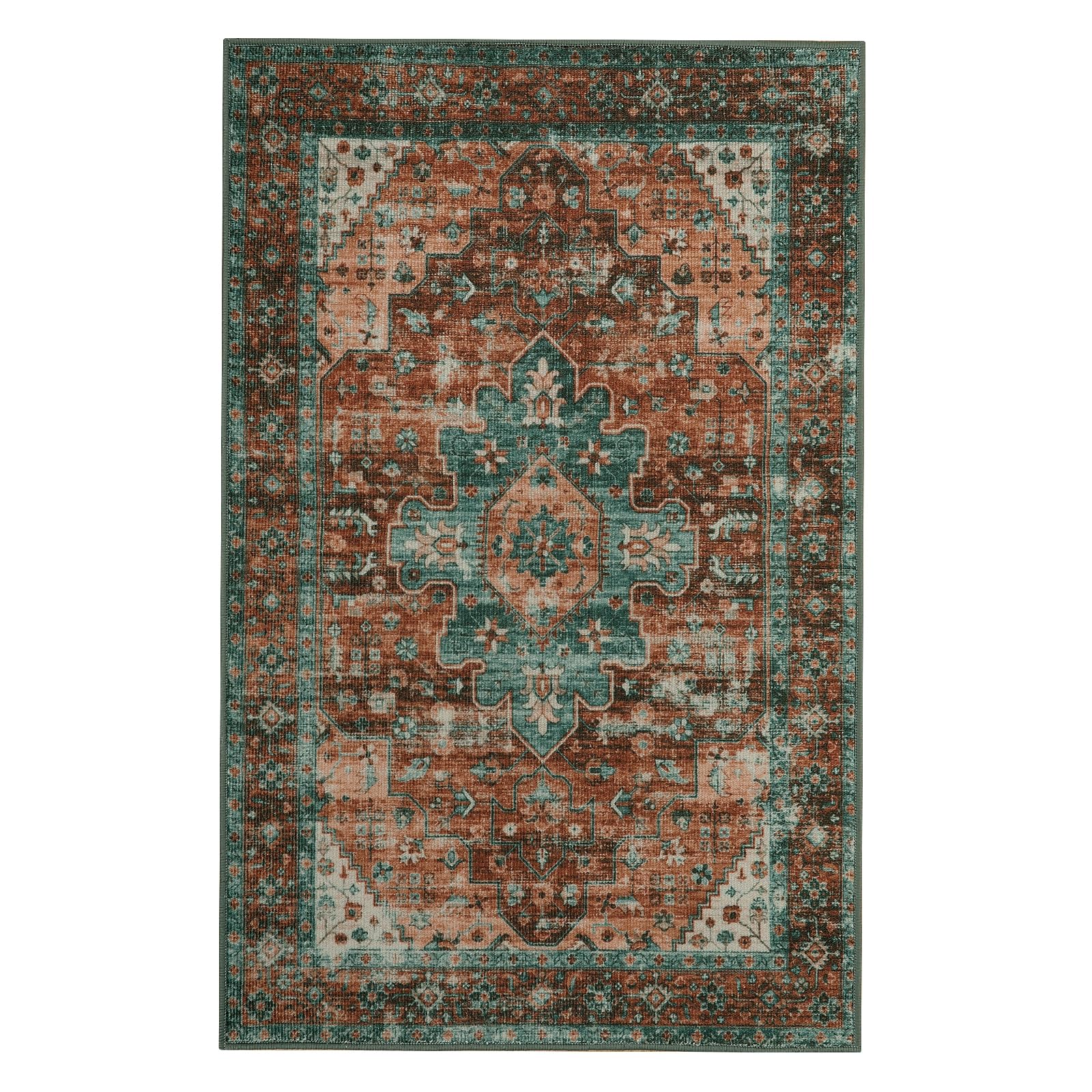 Lahome Boho Retro Ultra-Thin Indoor Door Mat,Washable Non-Slip 20"x32" Small Entryway Rugs Rubber Absorbent Doormats Low-Profile Inside Dirt Trapper for Entry Front Door Entrance