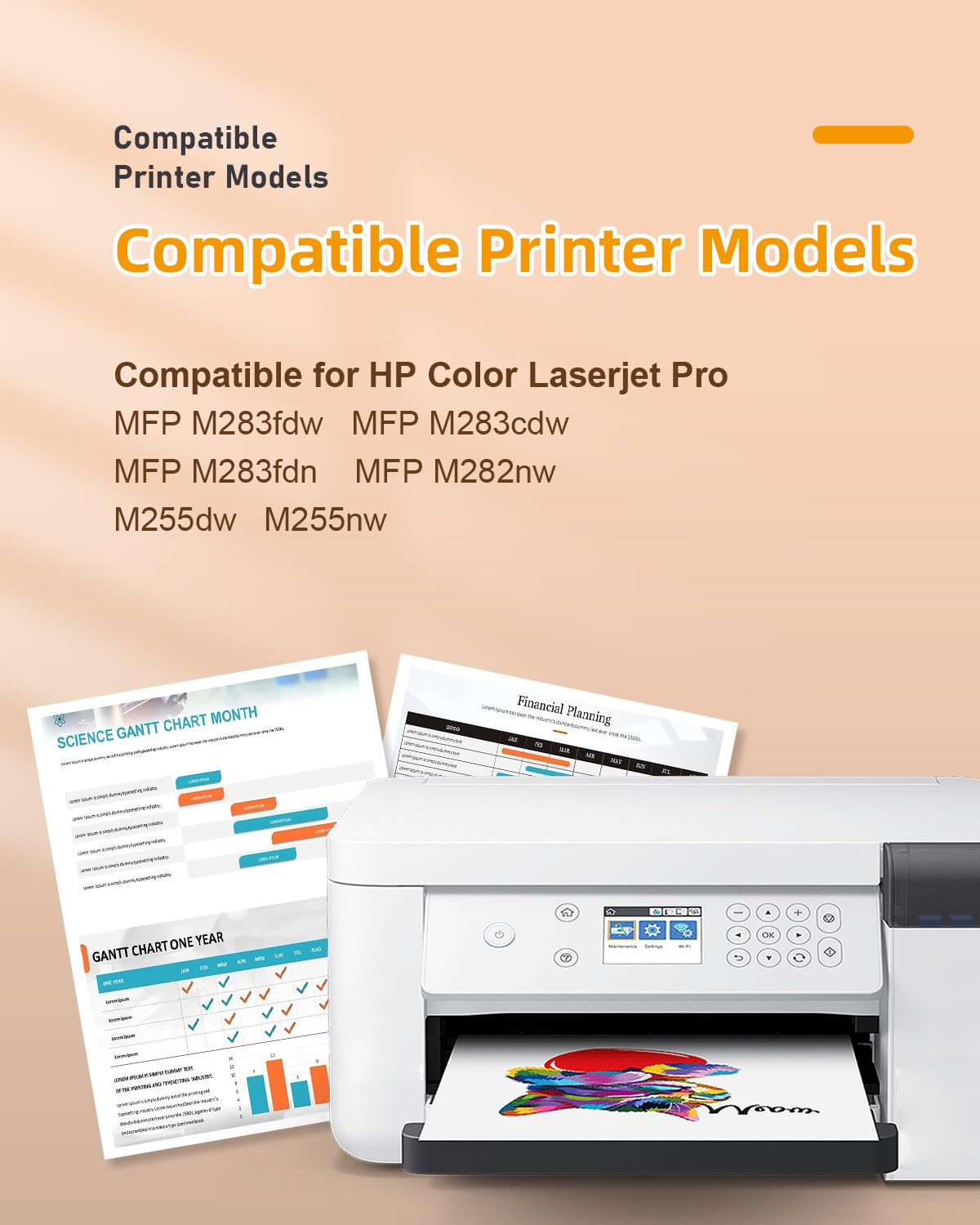 206X Toner Cartridges 4 Pack High Yield (with Chip) Compatible Replacement for HP 206X W2110X 206A W2110A Set Work with HP Color Laserjet Pro MFP M283fdw M283cdw M255dw M283 M255 Printer