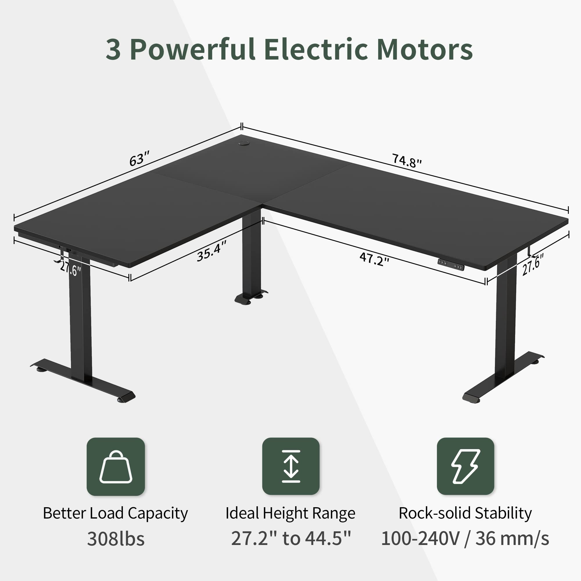 FEZIBO 75 Inch L Shaped Standing Desk with Standing Desk Anti Fatigue Mat