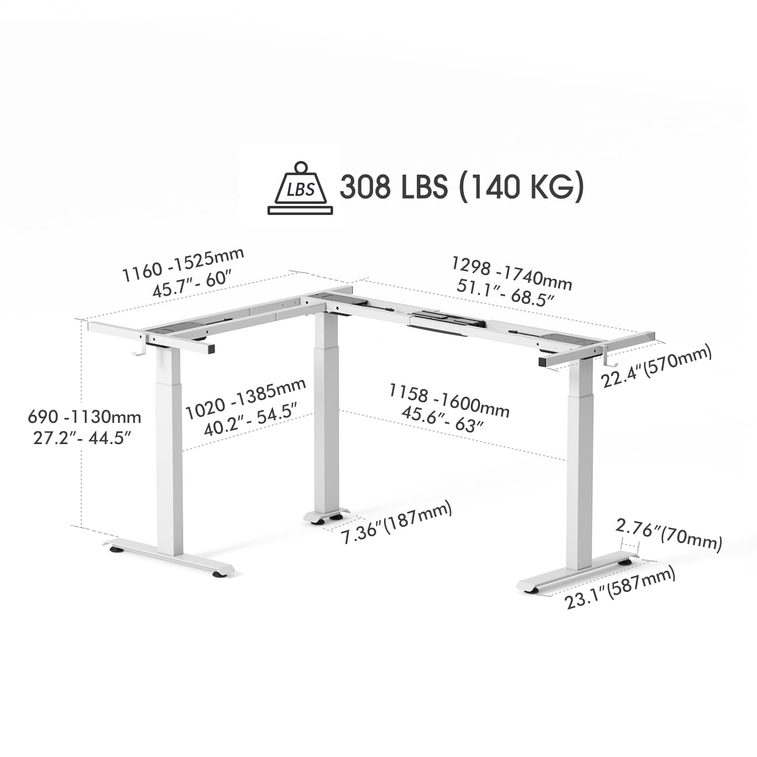 FEZIBO 75 Inch L Shaped Standing Desk with Standing Desk Anti Fatigue Mat