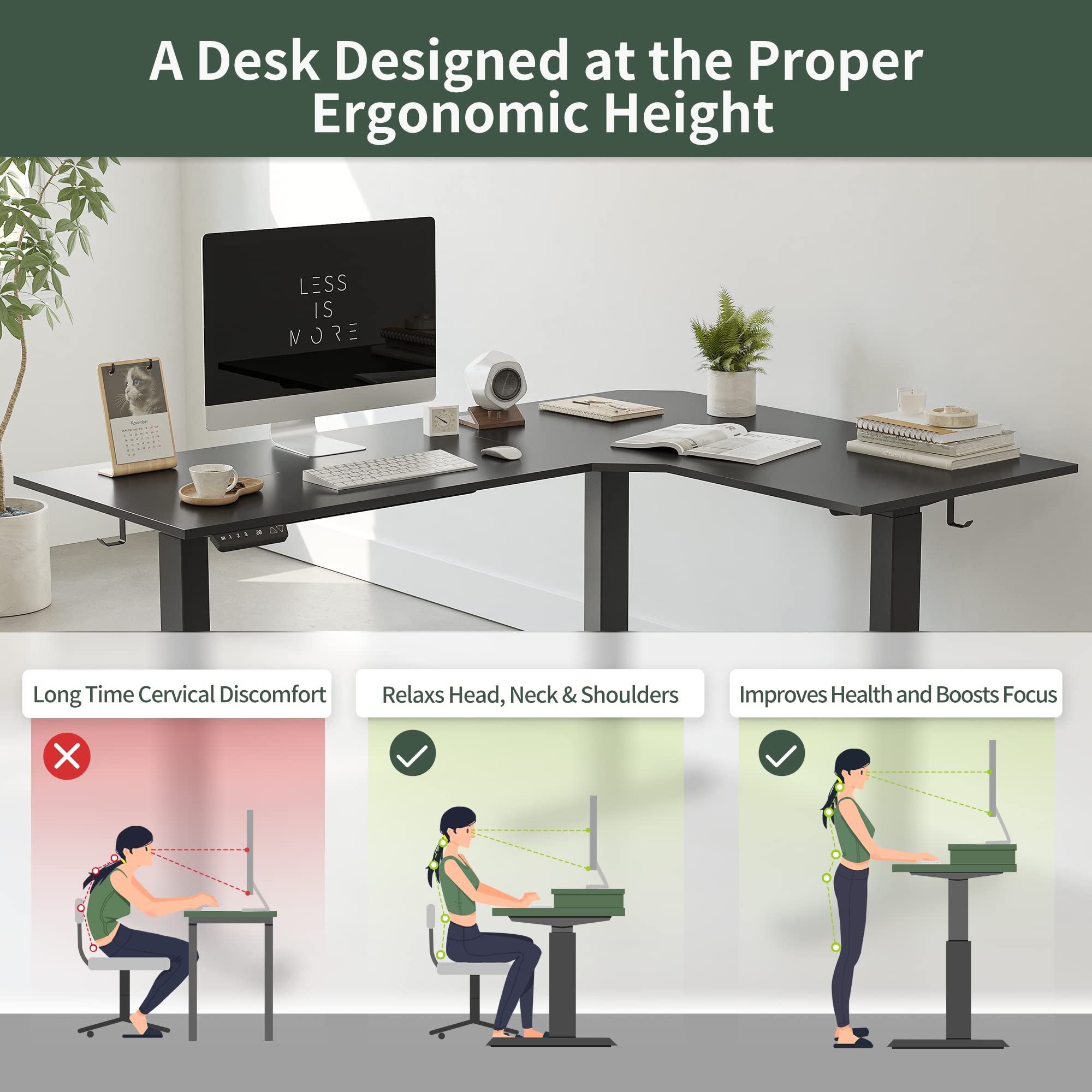 FEZIBO 75 Inch L Shaped Standing Desk with Standing Desk Anti Fatigue Mat