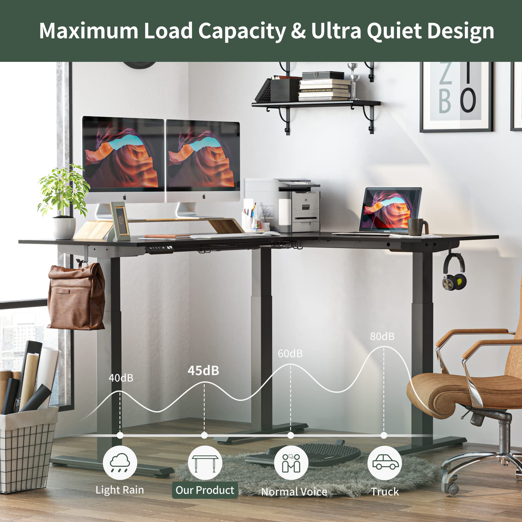 FEZIBO 75 Inch L Shaped Standing Desk with Standing Desk Anti Fatigue Mat
