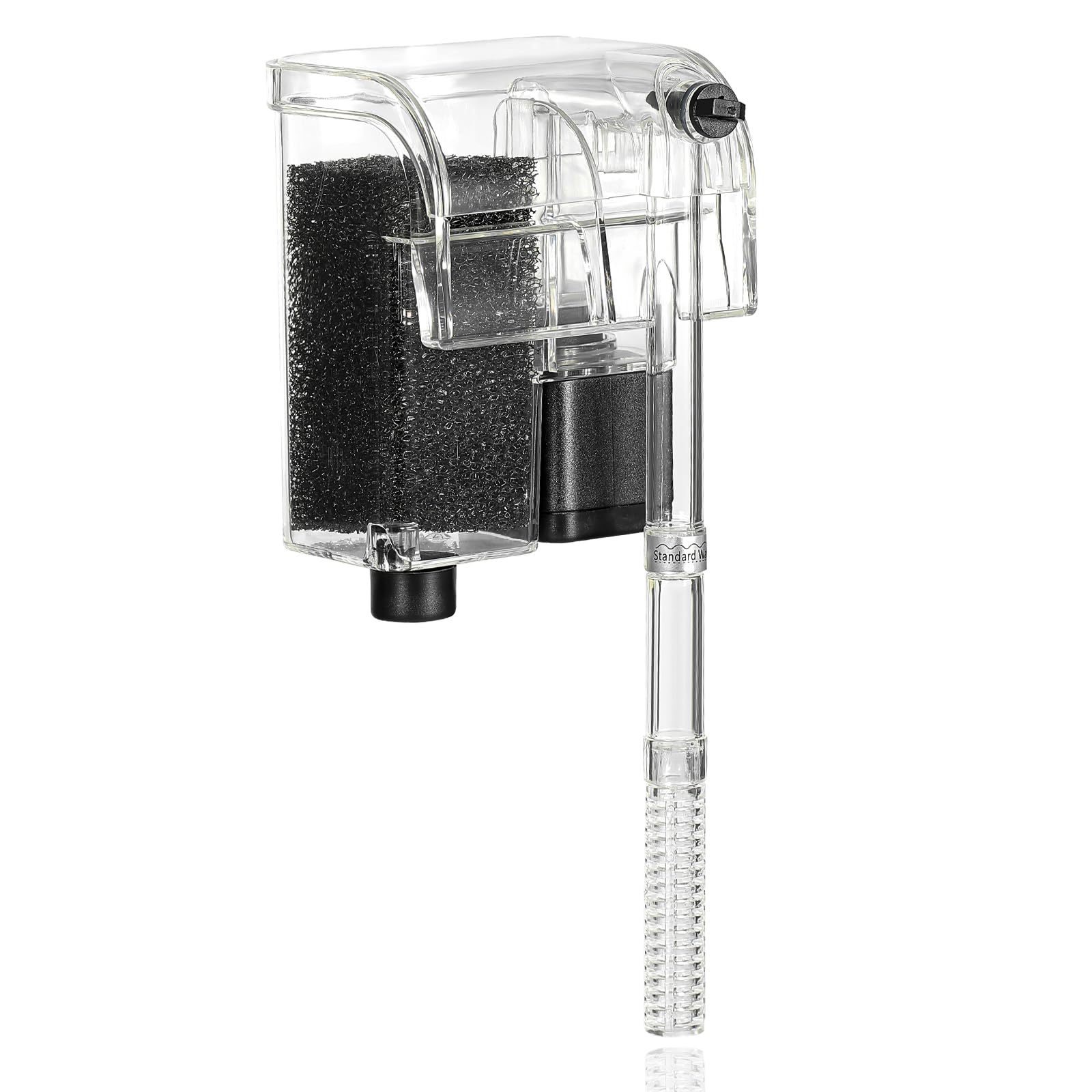 DaToo Aquarium Filter Hang On Waterfall Small Fish Tank Filter Quiet 66GPH 3W Adjustable Fish Tank Filters with Bio-Foam for 2 to 8 Gallons Aquariums