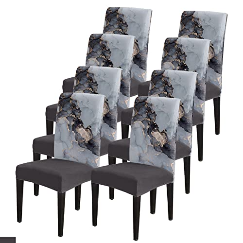 Chair Covers, Gold Gray Marble Chair Covers, Chair Cover for Dining Room Chairs & Kitchen Chairs, Dining Chairs Set of 8 Chair Covers, Dining Room Chair Covers