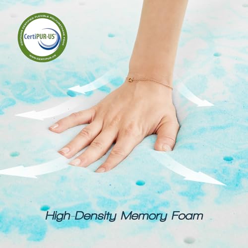 Air Mattress Full - 2 Inch Memory Foam Cooling Gel Swirl Infused Bed Topper for Back Pain, CertiPUR-US Certified