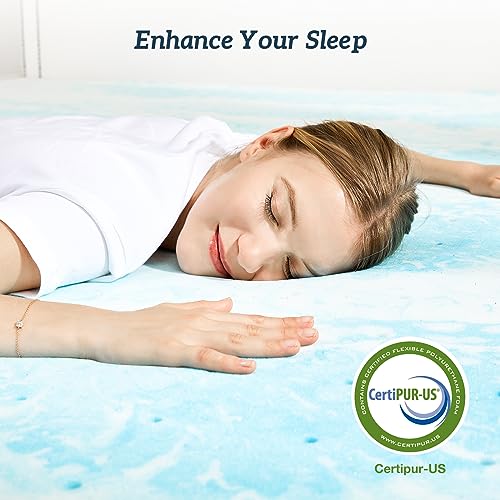 Air Mattress Full - 2 Inch Memory Foam Cooling Gel Swirl Infused Bed Topper for Back Pain, CertiPUR-US Certified