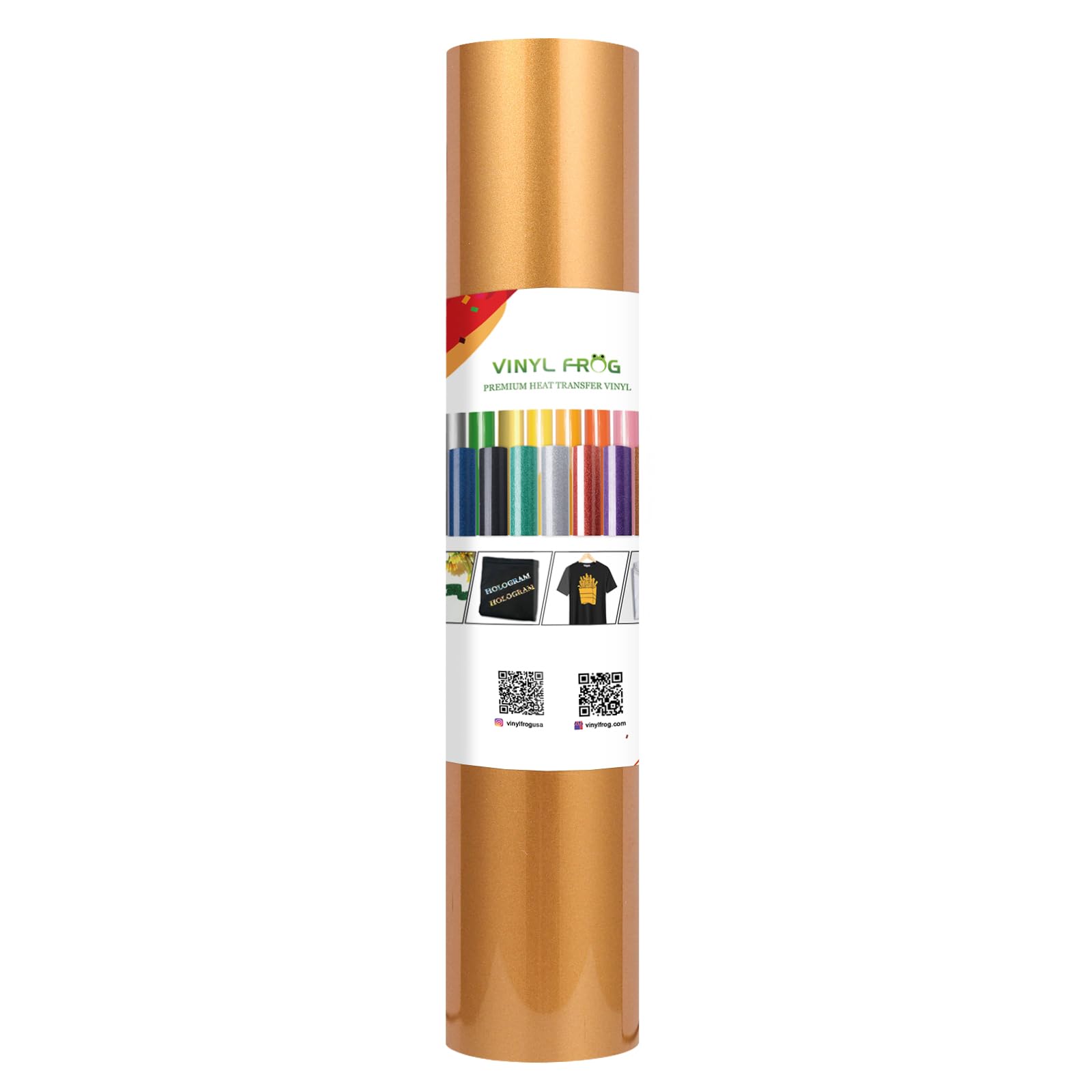 VINYL FROG Matte Metallic Heat Transfer Vinyl Roll 12" x6ft Metallic Satin HTV Vinyl - Copper Pearlescent Iron on Vinyl for T-Shirts, Heat Press Vinyl for DIY Craft Designs