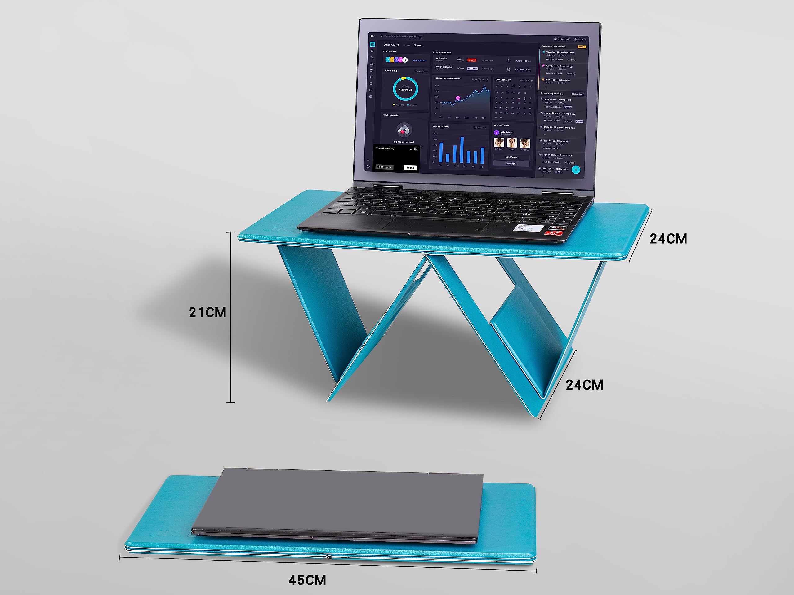 MRJKNRO.KJ Folding Table Desk at Home in The Office and car for Computer Laptop Pad Phone Reading Writing Easy to use Carry and stroage Lightweight… (Blue, 9.8“ X21.5“x 9.8")