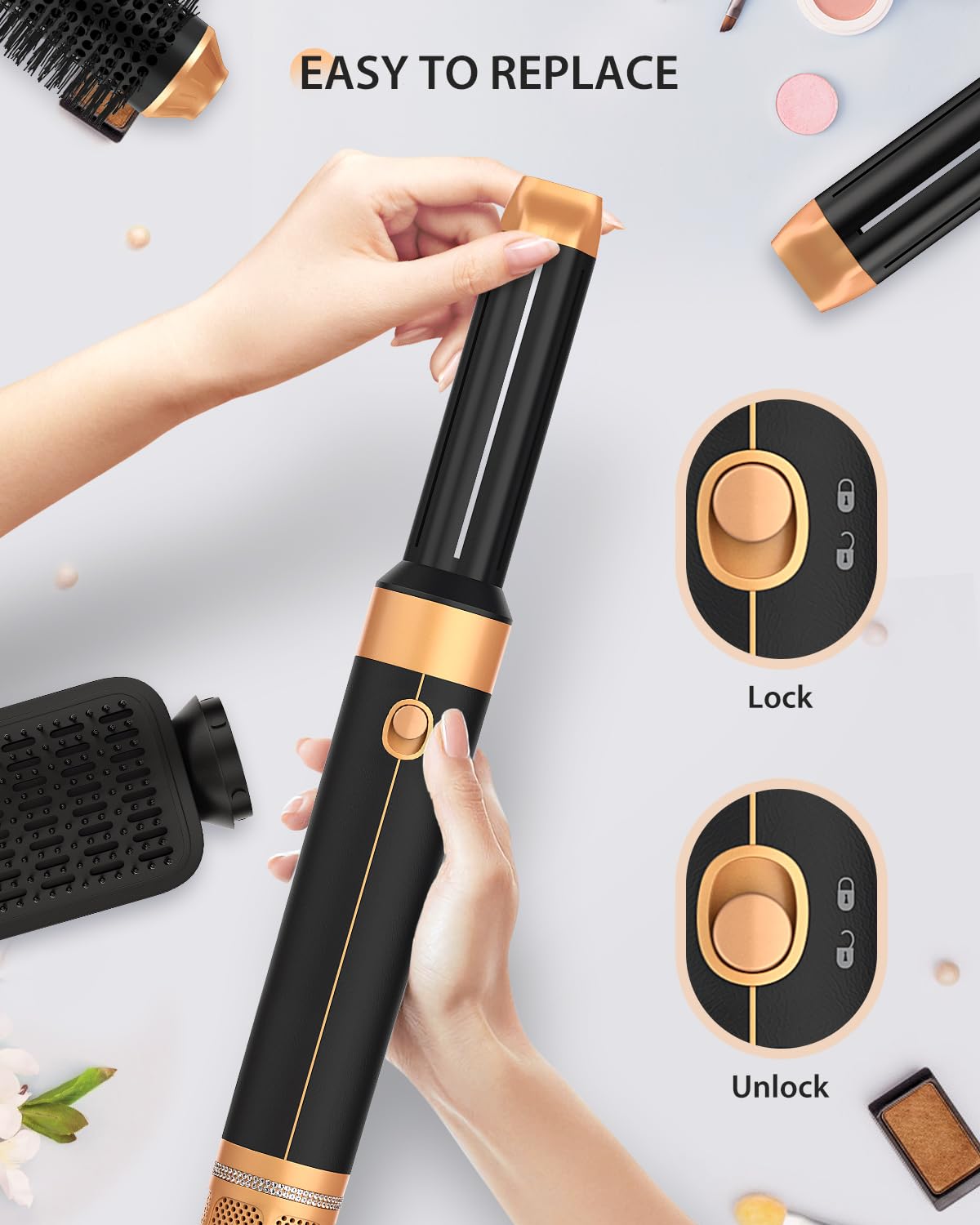 Hair Dryer Brush, PRITECH Blow Dryer Brush Set with Diffuser, 7 in 1 Hair Styling Tools 110000 RPM High Speed Volumizer Drying, Ionic Hairdryer Curler Straightener,Curling Wand