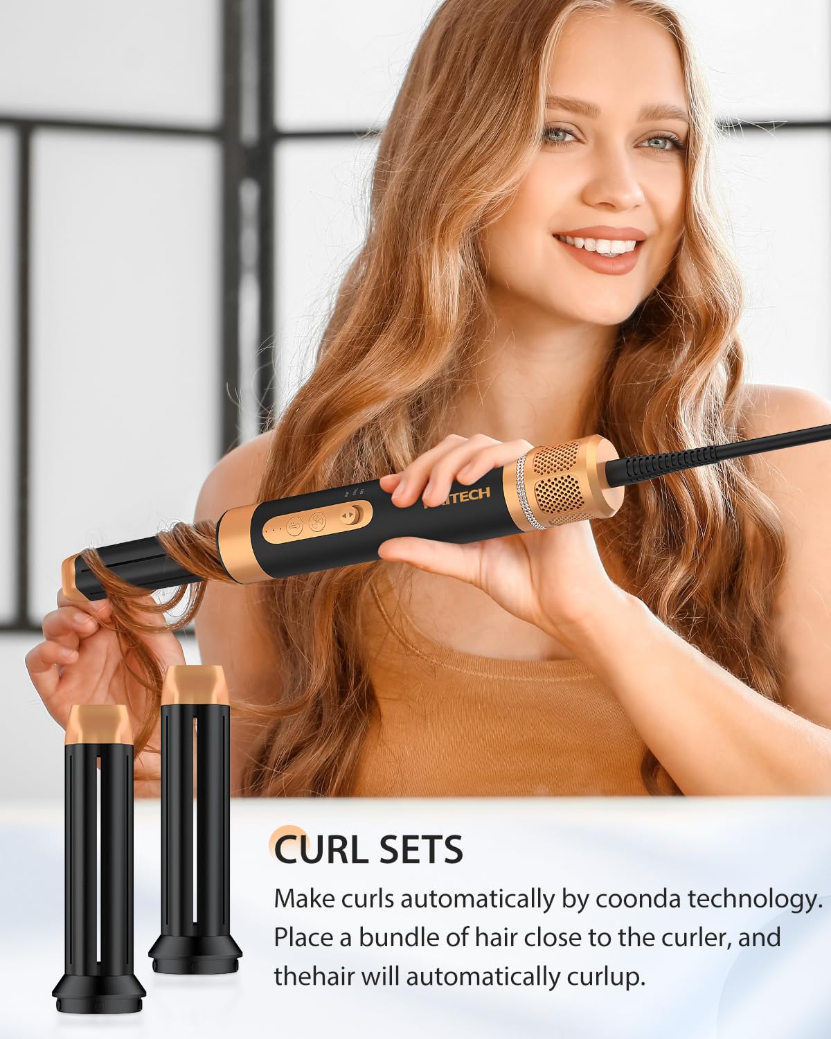 Hair Dryer Brush, PRITECH Blow Dryer Brush Set with Diffuser, 7 in 1 Hair Styling Tools 110000 RPM High Speed Volumizer Drying, Ionic Hairdryer Curler Straightener,Curling Wand