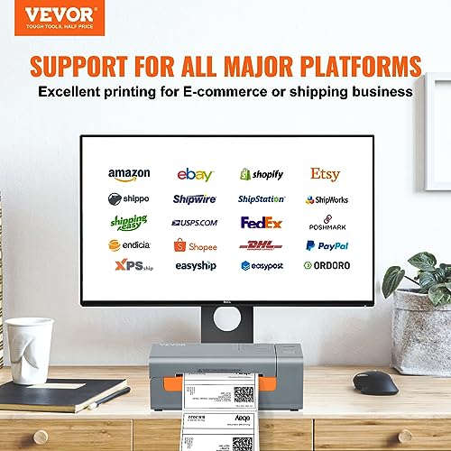 VEVOR Thermal Label Printer, 4x6 Label Printer for Width of 1.57" - 4.25" Labels, w/Auto Label Recognition & Japanese Rohm Printer Head, Compatible w/USPS, Amazon, Ebay, Etsy, UPS etc