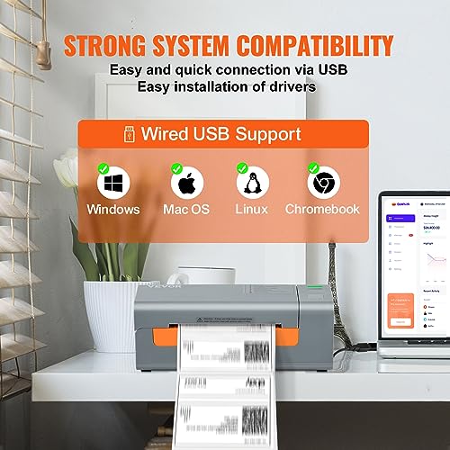 VEVOR Thermal Label Printer, 4x6 Label Printer for Width of 1.57" - 4.25" Labels, w/Auto Label Recognition & Japanese Rohm Printer Head, Compatible w/USPS, Amazon, Ebay, Etsy, UPS etc