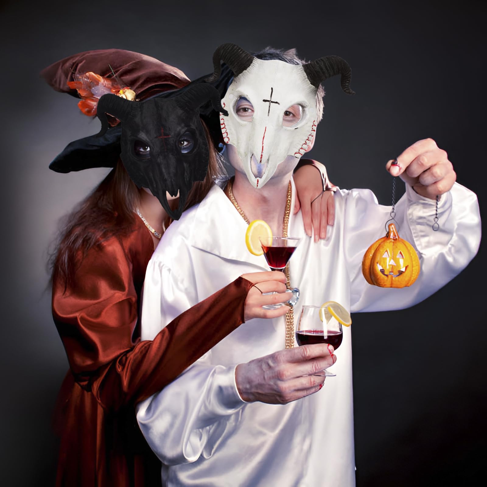 Masquerade Goat Mask Halloween Fox Mask Cosplay Costume Half Face Animal Furry Party Christmas Eye Cat Masks Easter Half-Face Mardi Gras Masks