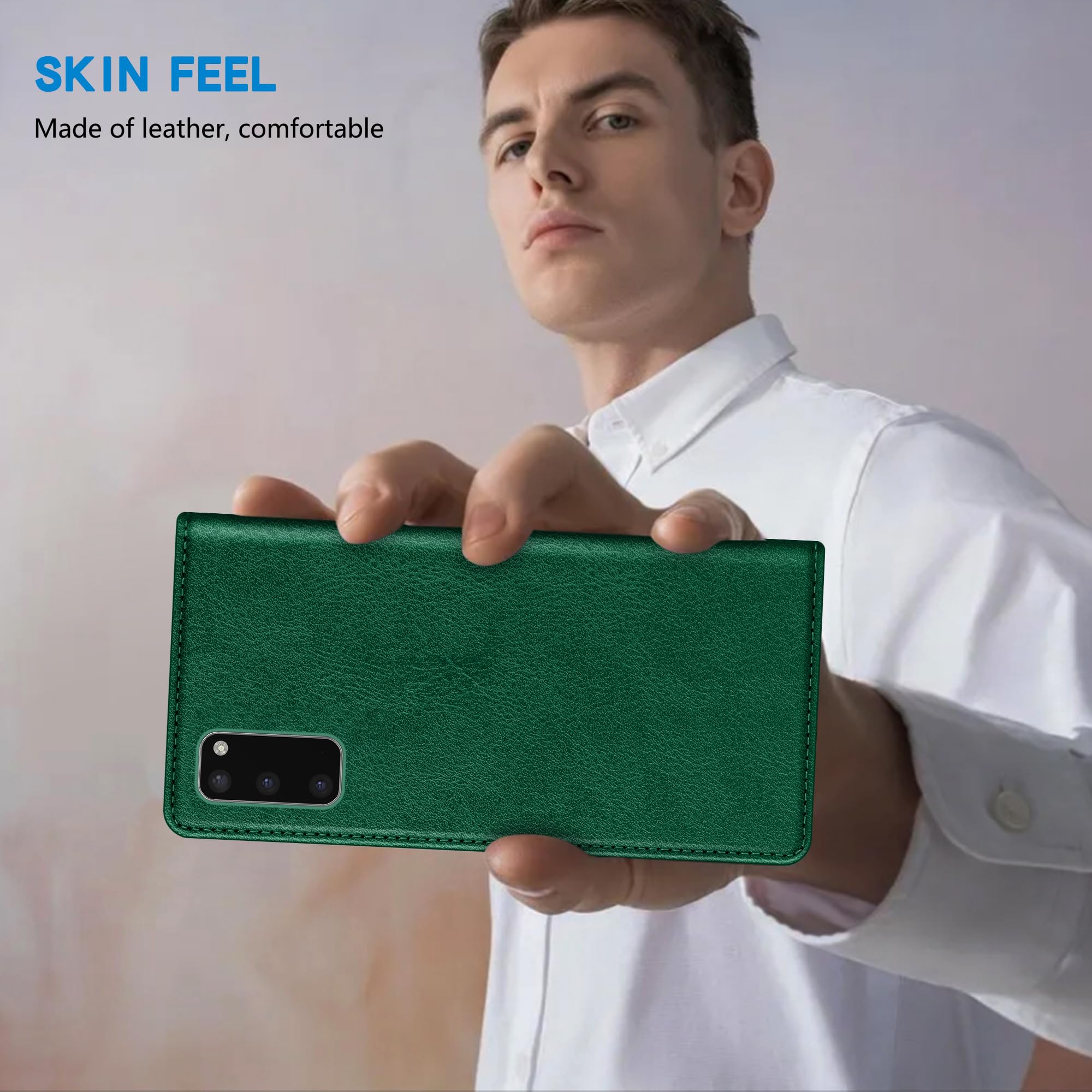 ZZXX for Samsung Galaxy S20 Wallet Case with [RFID Blocking] Card Slot Stand Strong Magnetic Leather Flip Fold Protective Phone Case for Samsung Galaxy S20 Case Wallet(Green-6.2 inch)