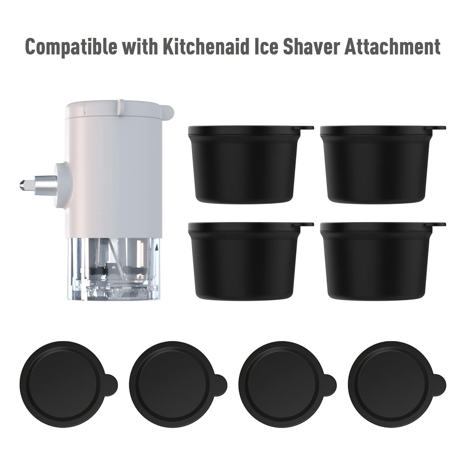 IOOOFU Ice Molds Replacement Compatible for Shaved Ice Attachment 4 Pack Black PE