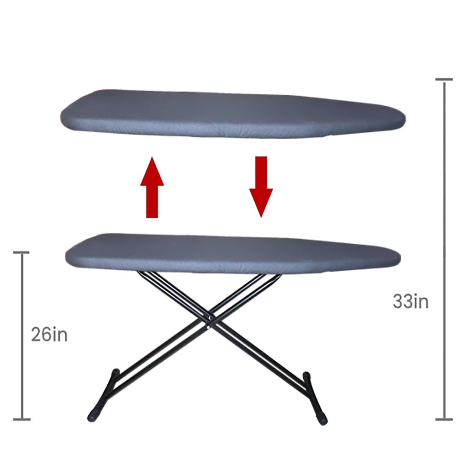 Ironing Board Bumkimue, Compact and Space Saver Iron Board, Height Adjustable up to 36", 3 Layer Cover Pad, 4-Leg Fold-Up, for Home Laundry Room or Dorm Use (Size 43x13 in)