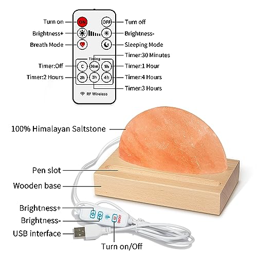 Himalayan Pink Salt Lamp Night Light, Natural Crystal Rock Salt Lamp Dimmable, Negative Ion Crystal Salt Lamp for Home Decoration, Ideal Gift for Friends