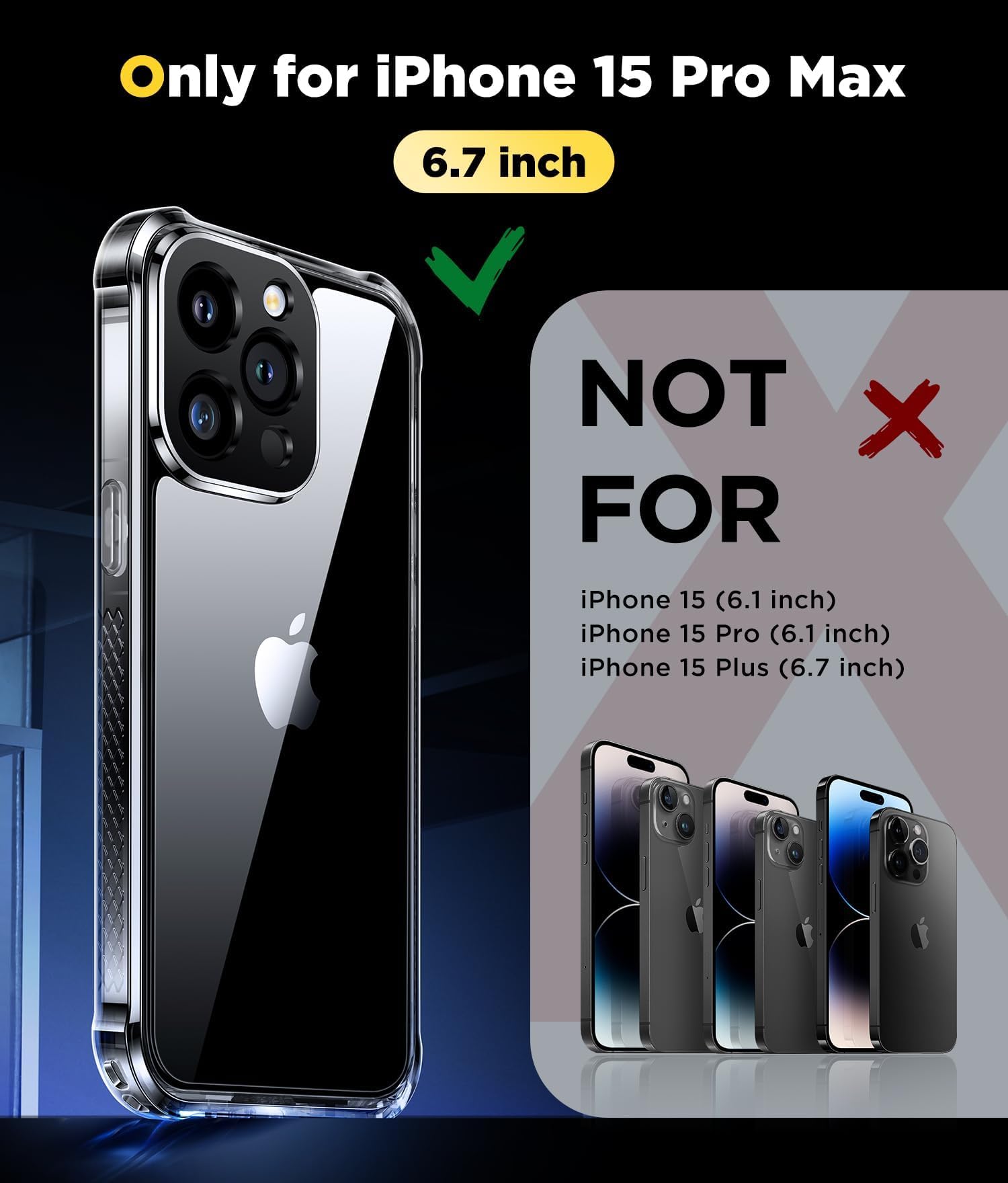 Humixx for iPhone 15 Pro Max Case Clear Waterproof Phone Case, Built-in Lens & Screen Protector, [Full-Body Shockproof] [IP68 Underwater] Dustproof Snowproof Protective Case, Clear