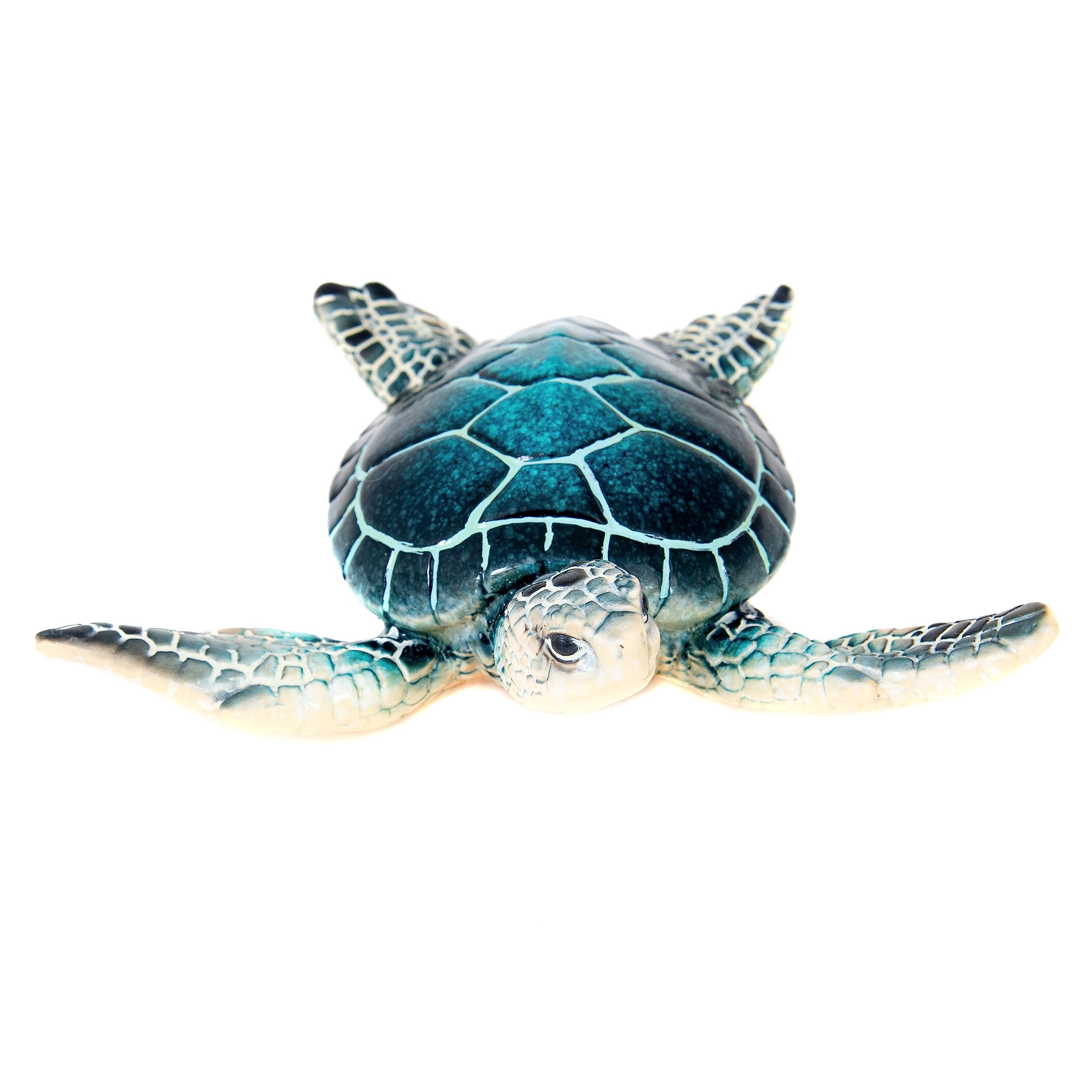 Corner Merchant Sea Turtle Statue Garden Decor, Tabletop Display and Wall Hanging Sea Turtle Sculpture (Blue 5 1/2 in)