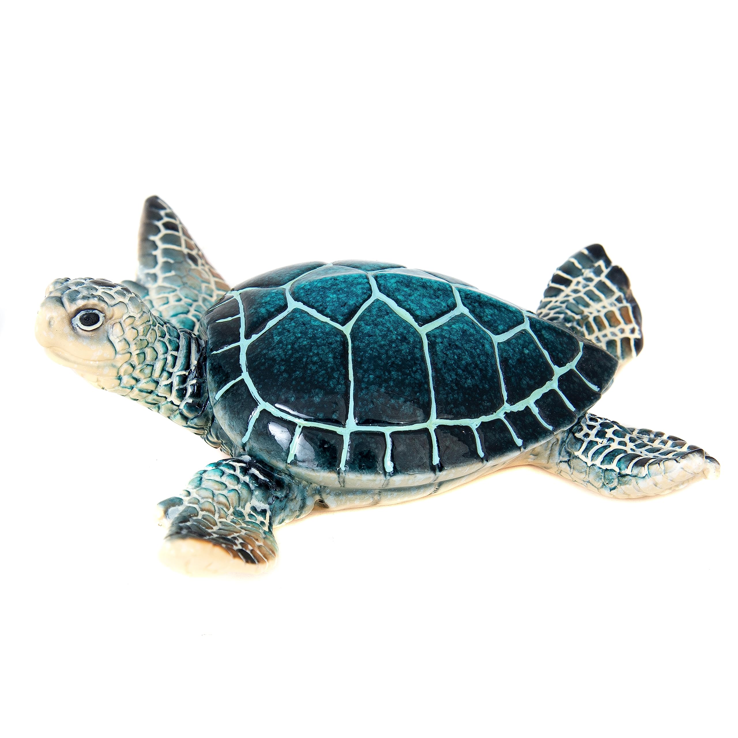 Corner Merchant Sea Turtle Statue Garden Decor, Tabletop Display and Wall Hanging Sea Turtle Sculpture (Blue 5 1/2 in)