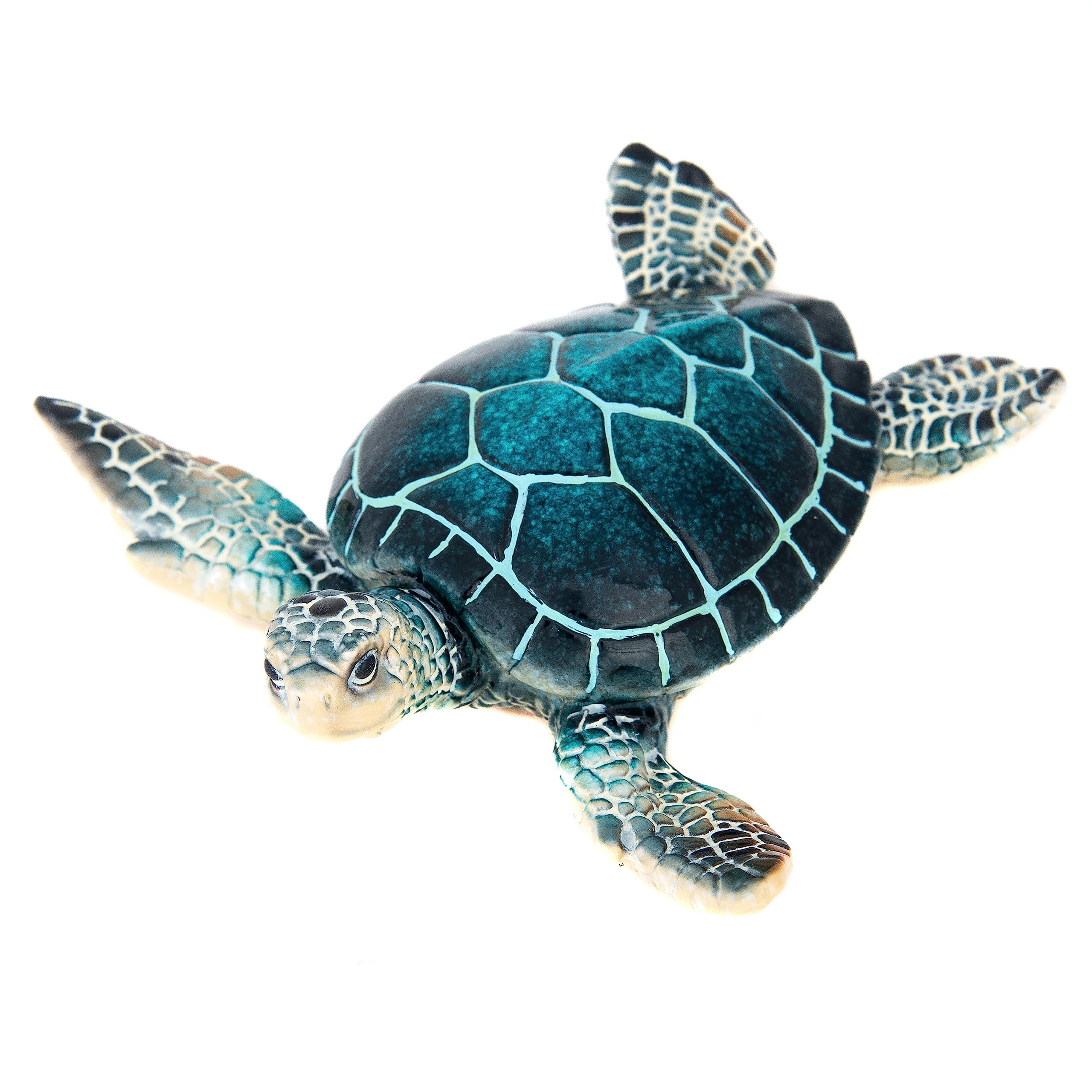 Corner Merchant Sea Turtle Statue Garden Decor, Tabletop Display and Wall Hanging Sea Turtle Sculpture (Blue 5 1/2 in)