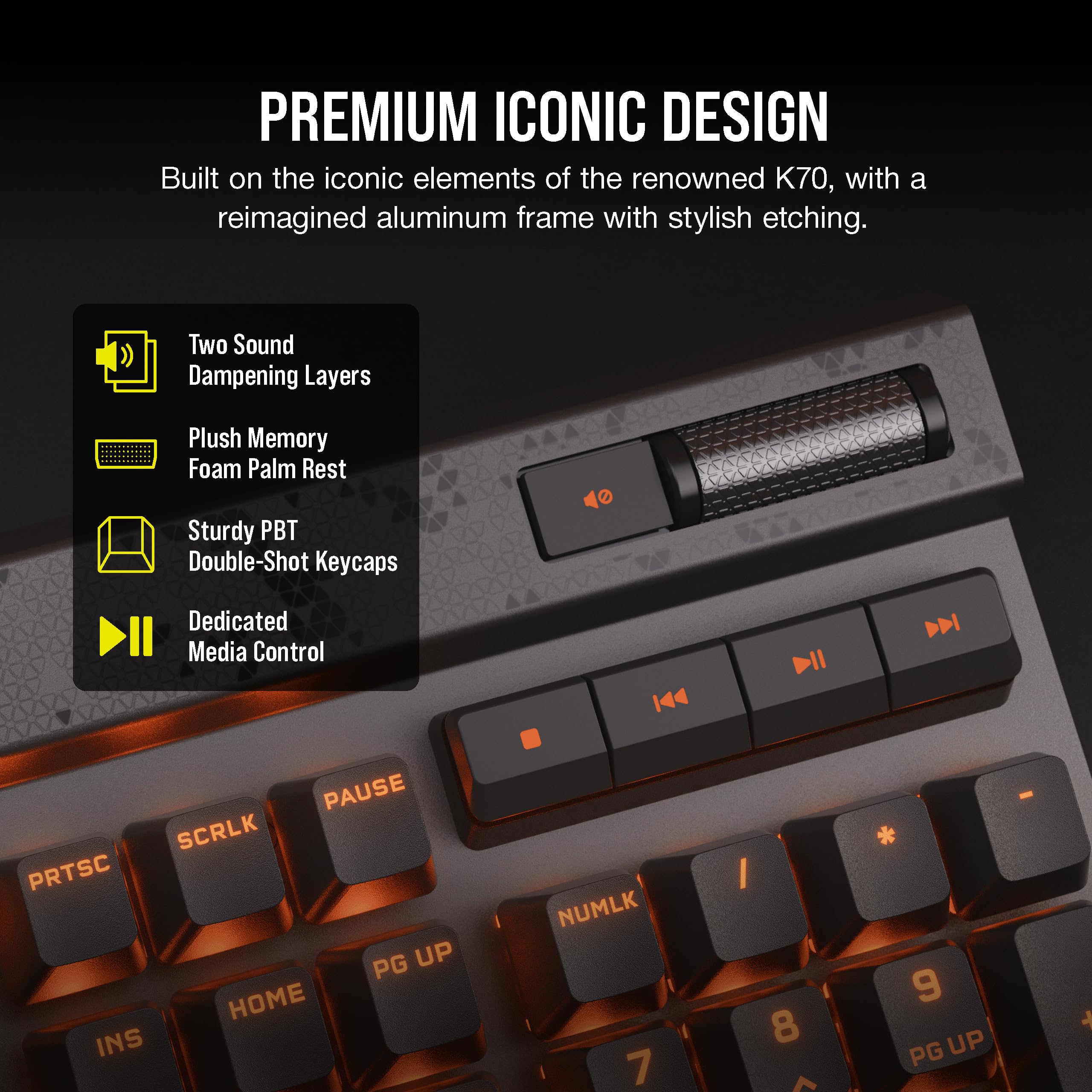 CORSAIR K70 MAX RGB Magnetic Mechanical Wired Gaming Keyboard –MGX Adjustable Switches, Simultaneous SOCD and Rapid Trigger, PBT Double-Shot Keycaps, Sound Dampening, 8000Hz Polling, QWERTY NA, Black