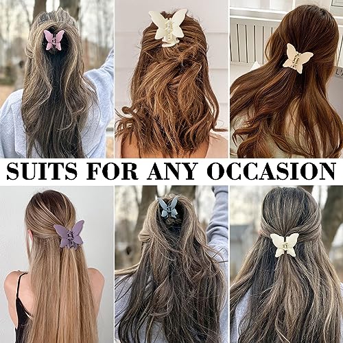 Seneeel 9 PCS Butterfly Hair Clips, 2.7" Medium Butterfly Clips for Thick Thin Hair, Non Slip Cute Matte Hair Claw Clip for Women, Natural Color
