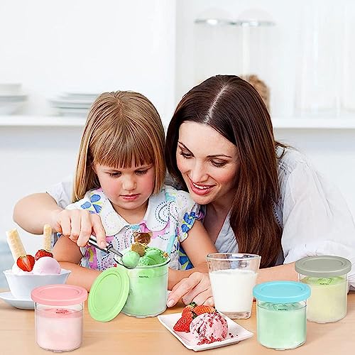 EVANEM 2/4/6PCS Creami Pint Containers, for Ninja Pints,16 OZ Ice Cream Pint Cooler Reusable,Leaf-Proof Compatible with NC299AMZ,NC300s Series Ice Cream Makers,Blue-4PCS