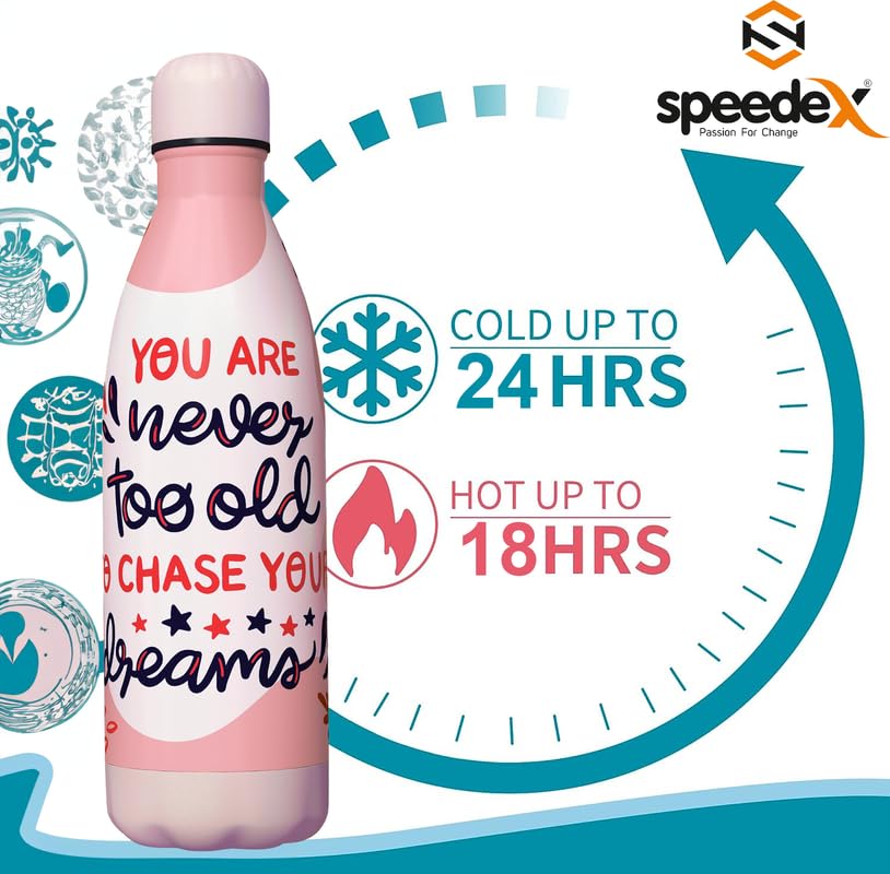 Speedex Vacuum Insulate Hot & Cold Water Bottle School/Gym/Home/Office/Boys/Girls/Kids with Leakproof Sipper CapAnd BPA Free(Pink 500ML)