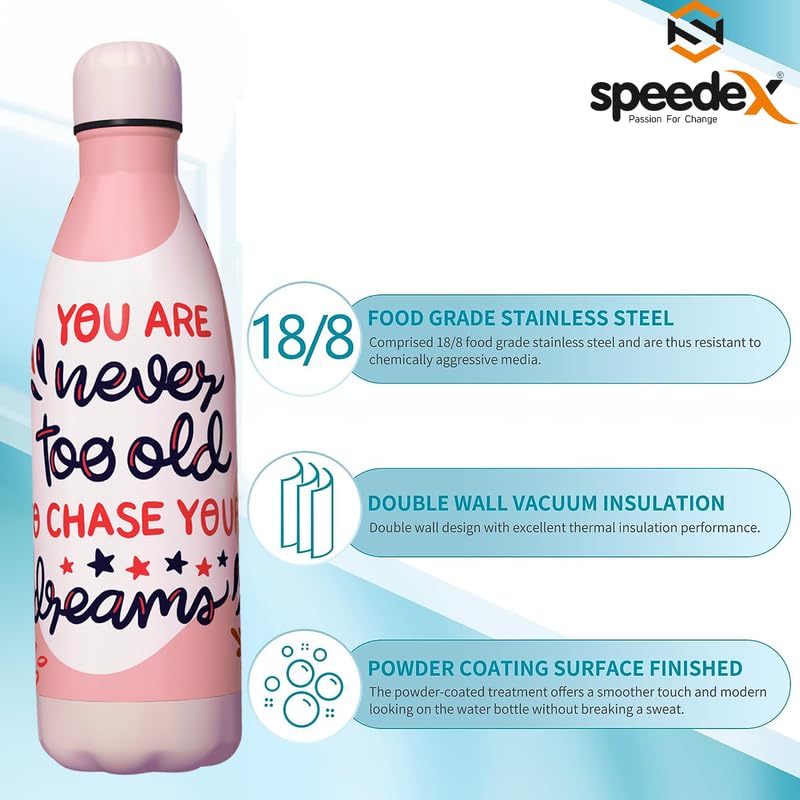 Speedex Vacuum Insulate Hot & Cold Water Bottle School/Gym/Home/Office/Boys/Girls/Kids with Leakproof Sipper CapAnd BPA Free(Pink 500ML)