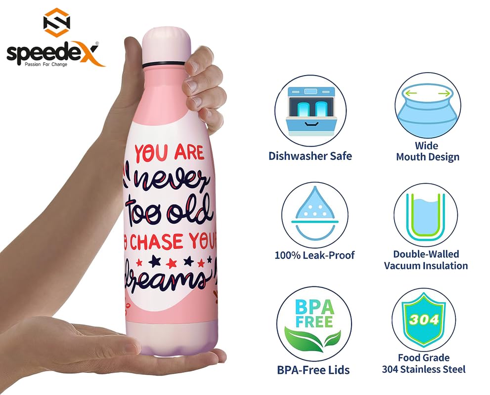 Speedex Vacuum Insulate Hot & Cold Water Bottle School/Gym/Home/Office/Boys/Girls/Kids with Leakproof Sipper CapAnd BPA Free(Pink 500ML)