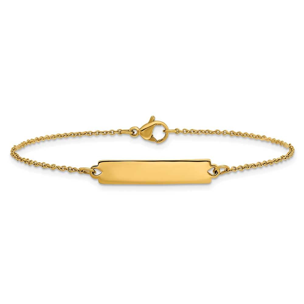 Precious Accents Stainless Steel Polished Yellow IP-plated 7" Small ID Bracelet
