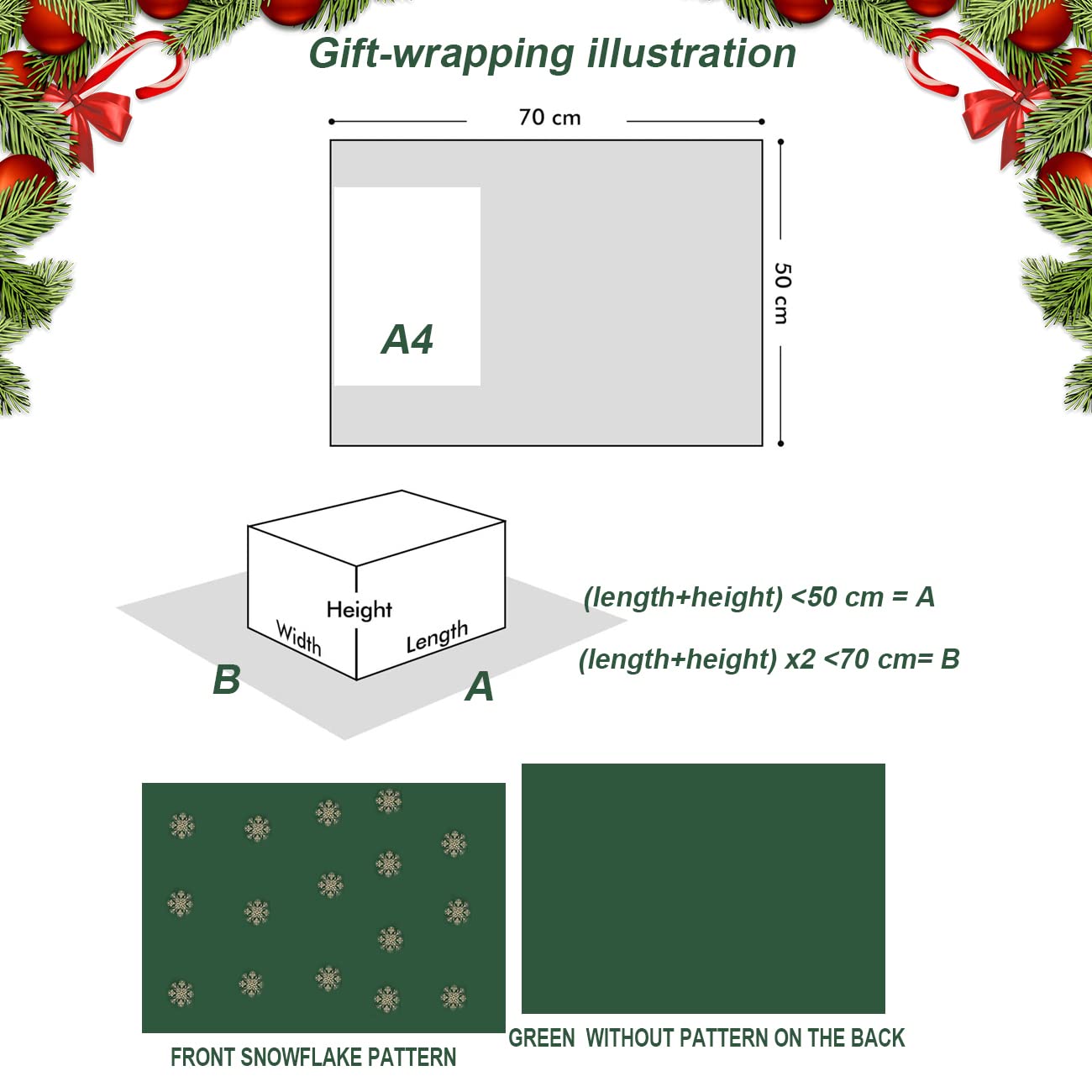 ZY-HUAN Christmas Wrapping Paper 70x50, 5pcs wrapping paper Sheets christmas With Ribbon, Xmas Wrapping Paper for Christmas Box Packaging