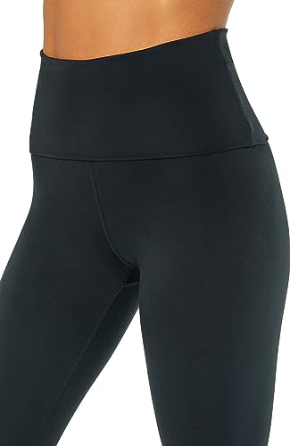 Balance Collection Womens Aubrey High Rise Fold Over Legging, Black