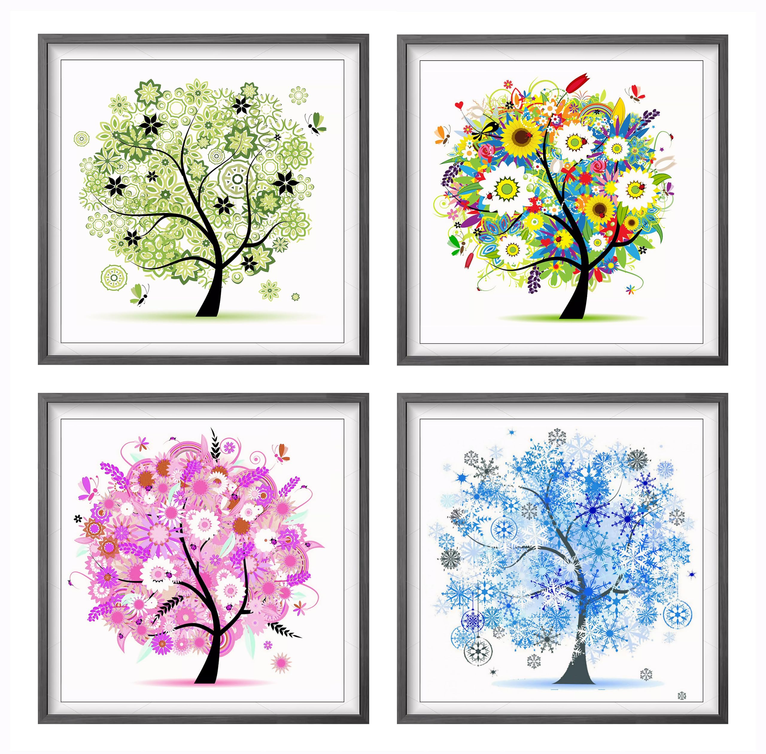LOMTRATS Stamped Cross Stitch Kits 11CT Embroidery Starter Kit DIY Needlework Craft Tree of Life Autumn for Beginner or Novice