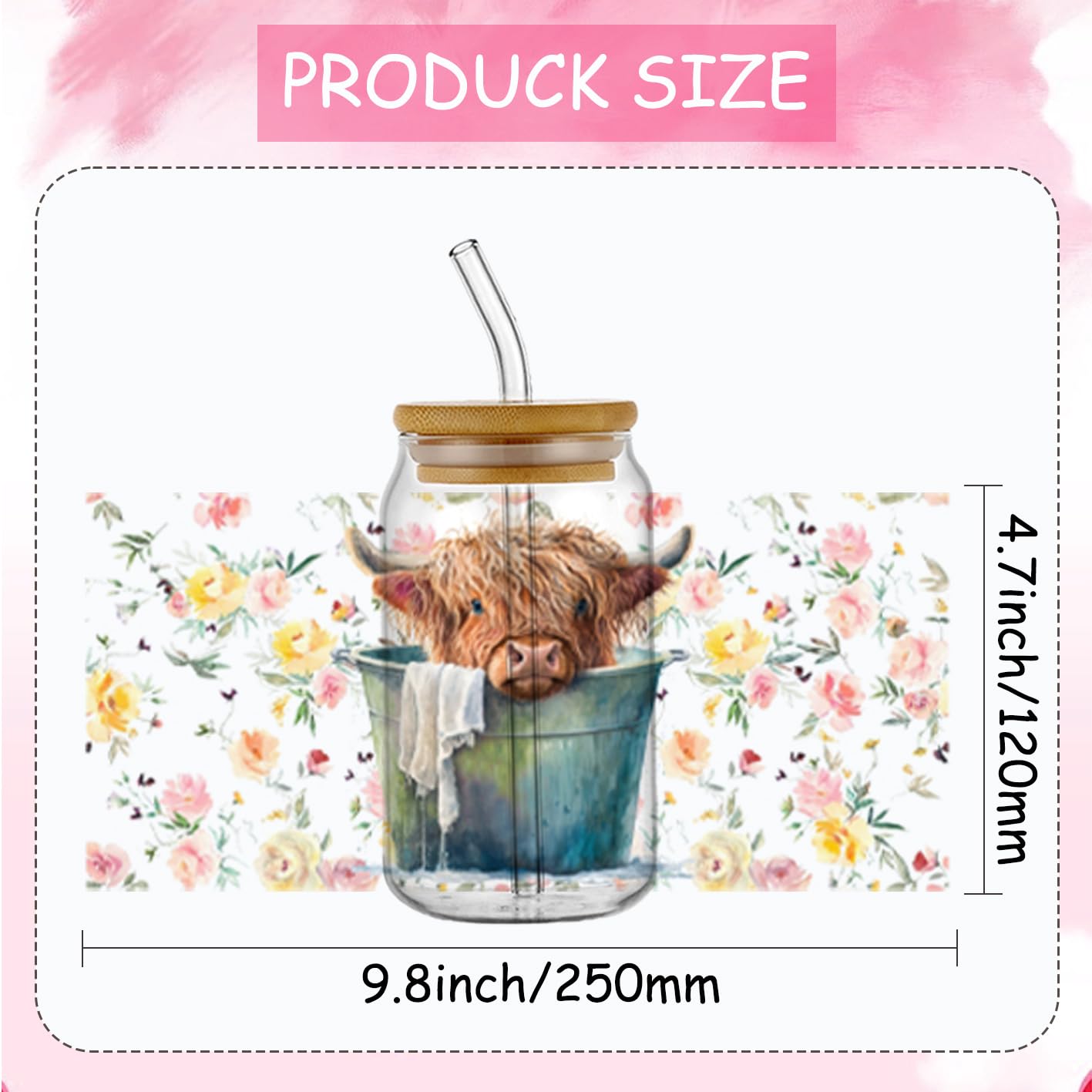 YOKUSHI UV DTF Cup Wraps for 16 OZ, 15 Sheets Farmhouse Animal Theme Decals Transfer Stickers for Glass Cups Tumblers