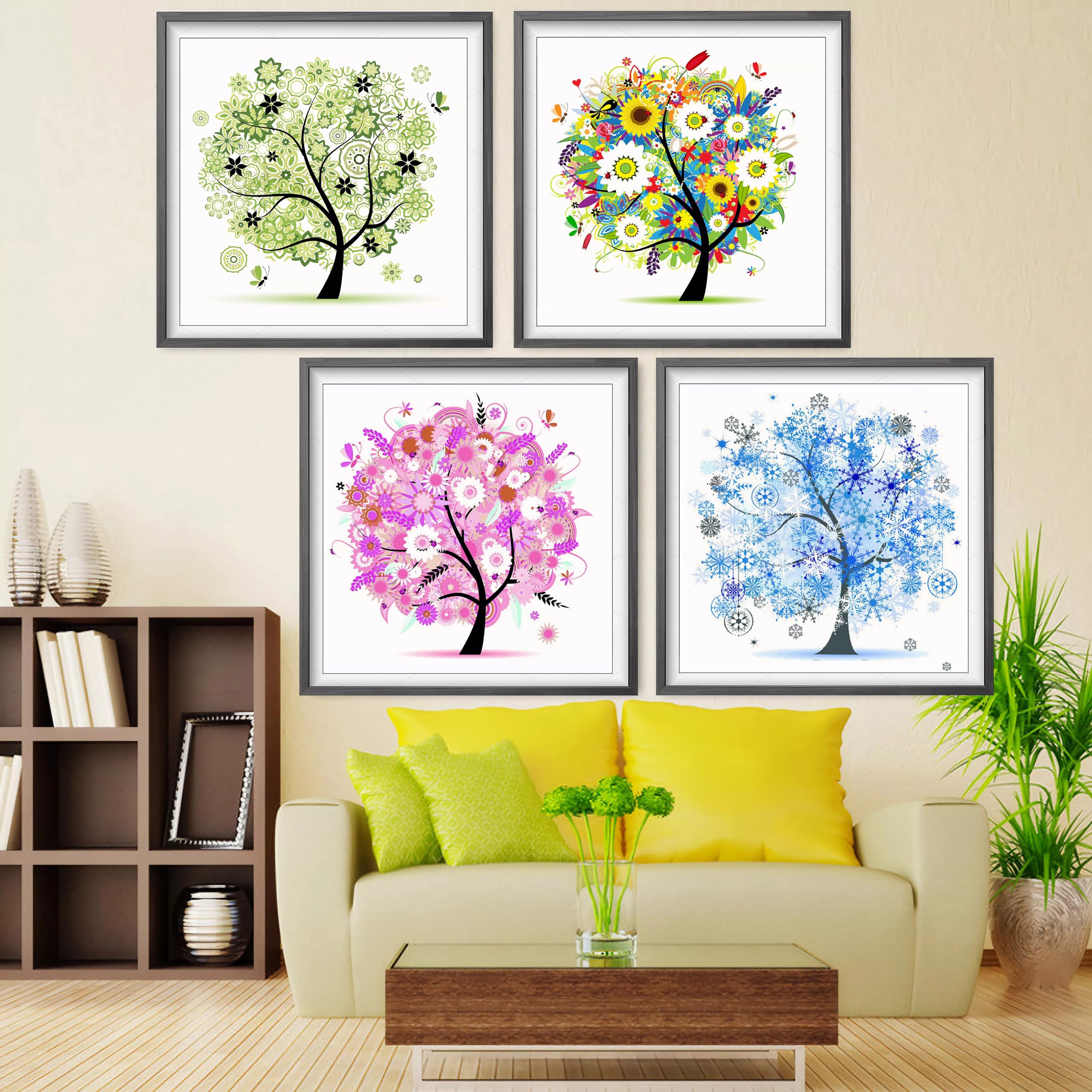 LOMTRATS Stamped Cross Stitch Kits 11CT Embroidery Starter Kit DIY Needlework Craft Tree of Life Autumn for Beginner or Novice