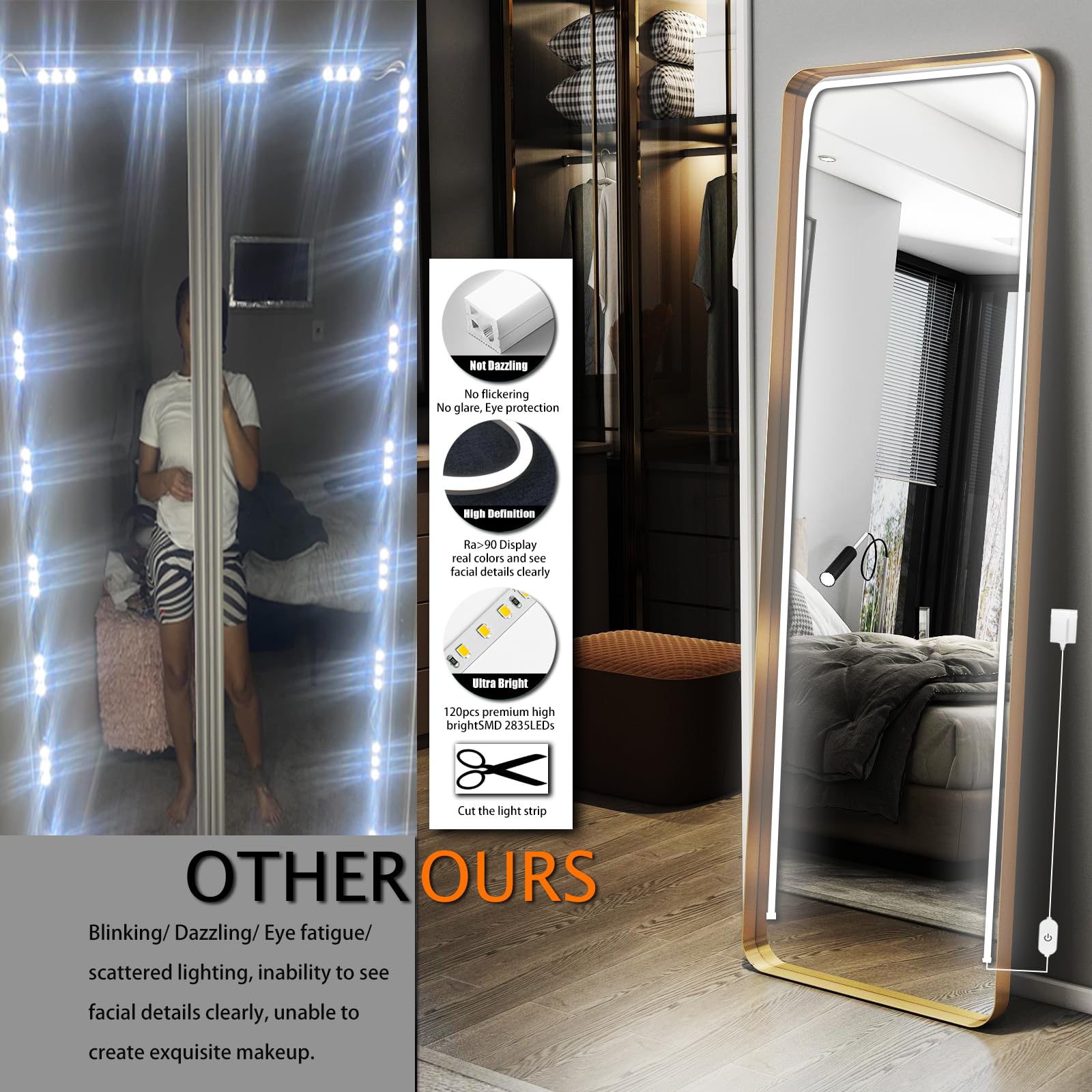 Blikshin LED Vanity Lights for Mirror, Lights for Body Mirror, 10FT/Ultra Bright/Dimmable/360LEDs/ELT 12V, for Bathroom Mirror/Dressing Mirror/Full Body Mirror