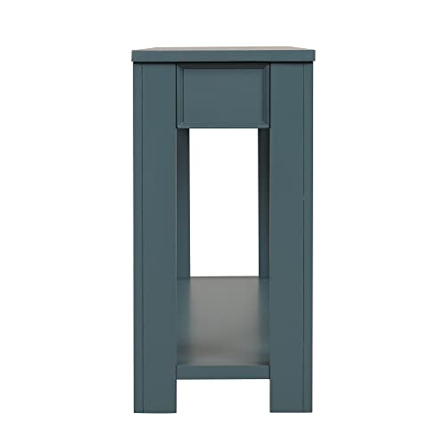 INMOZATA Rustic 4-Drawer Console Sofa Table with Storage Shelf, 63 inch Long Entry Side Table Wooden Entryway Hallway Foyer Living Room Sofa Table,Blue