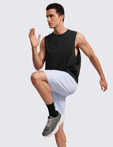 CRZ YOGA Mens Lightweight Muscle Workout Tank Tops Quick Dry Large Armhole Sleeveless Running Athletic Shirts Top Black Large