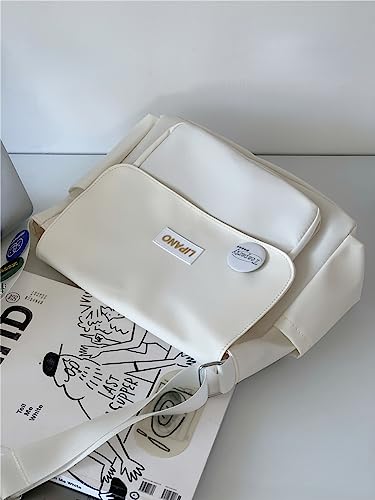 Messenger Crossbody Bag for Women - Nylon Vintage Aesthetic Cute Canvas Tote (Black)