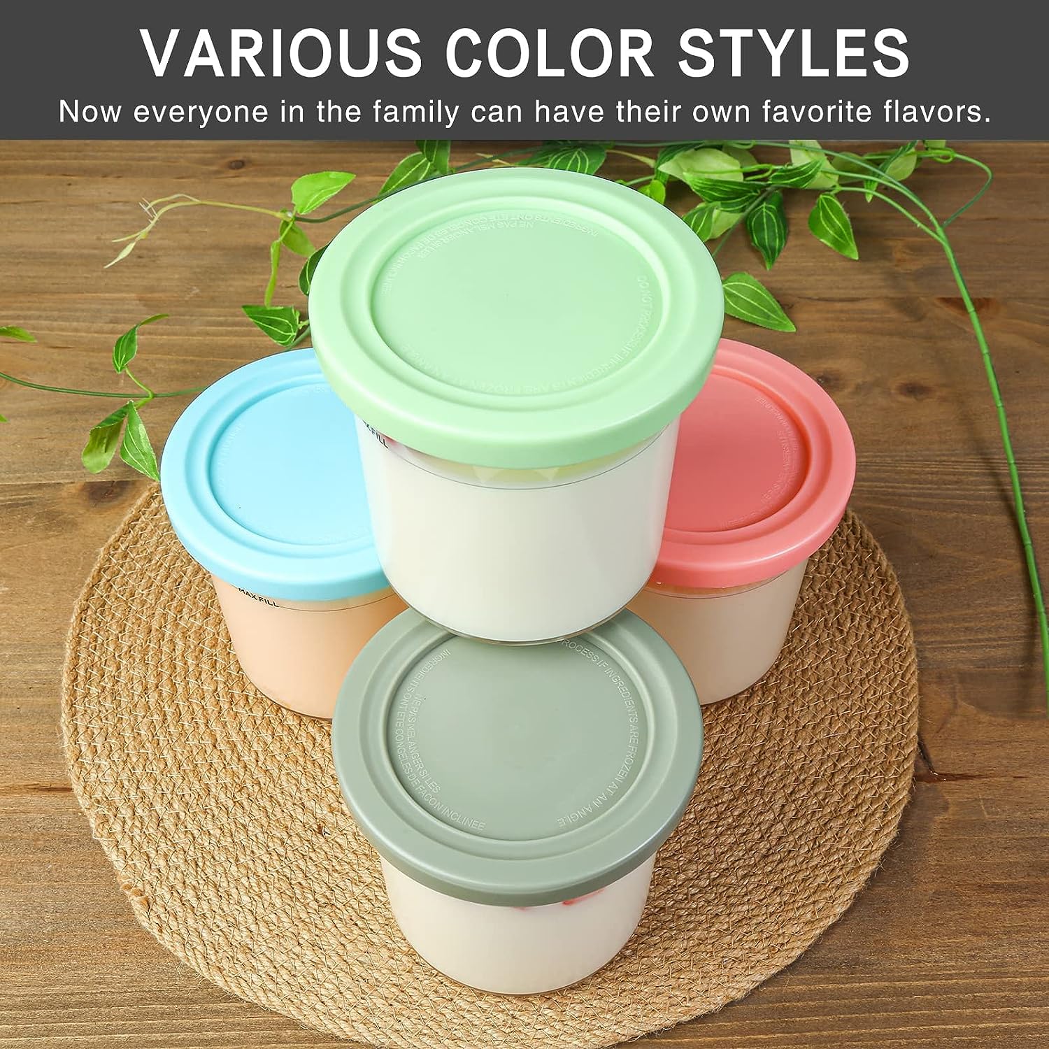 AMPtaan Creami Pints and Lids Compatible with NC301 NC300 NC299AMZ Series Ice Cream Maker - Dishwasher Safe
